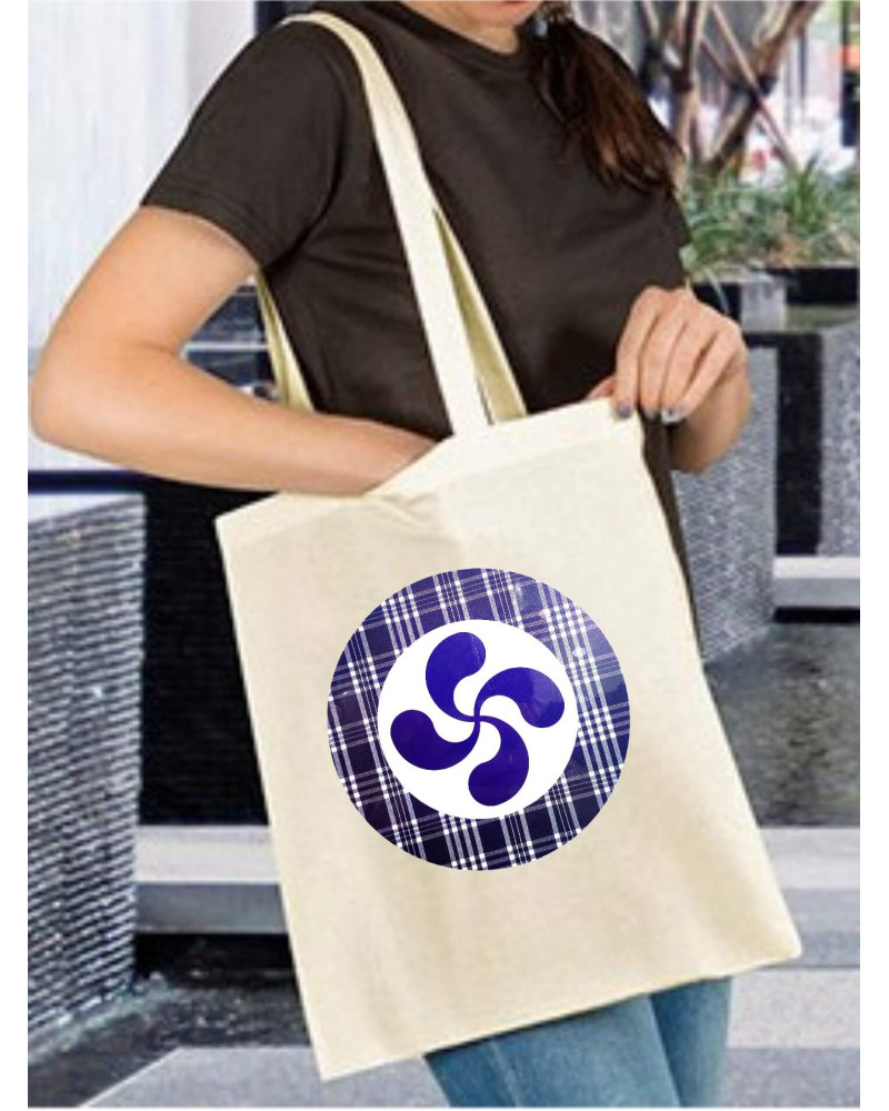 Comprar Mochila con Eguzkilore y Lauburu con cuadros - Bolsos vascos